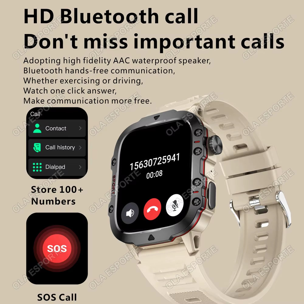 Original Men Smartwatch Flashlight Bluetooth Call Fitness Clock IP68 W ...